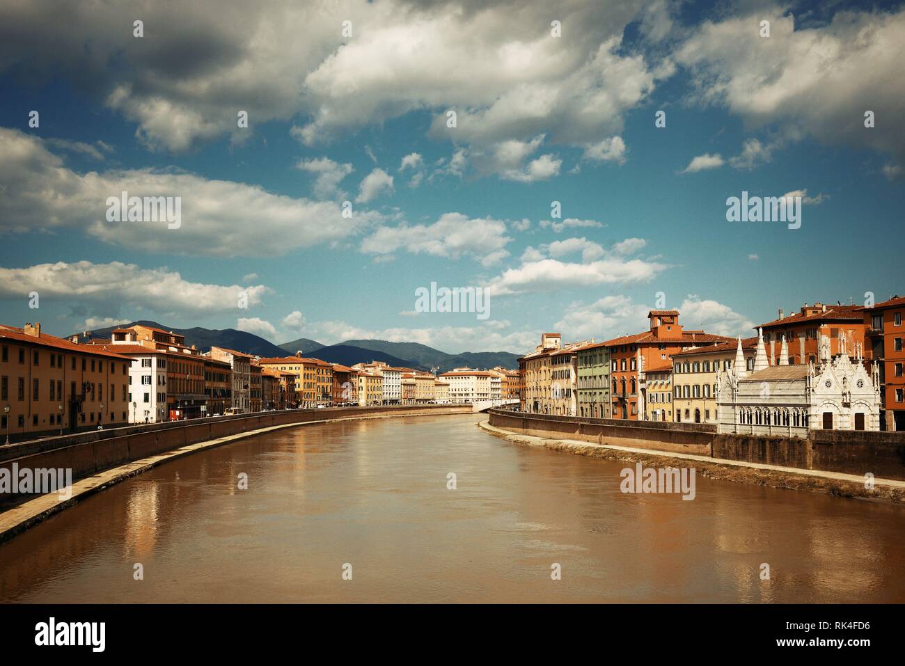Pisa city over river with architecture in Italy Stock Photo - Alamy