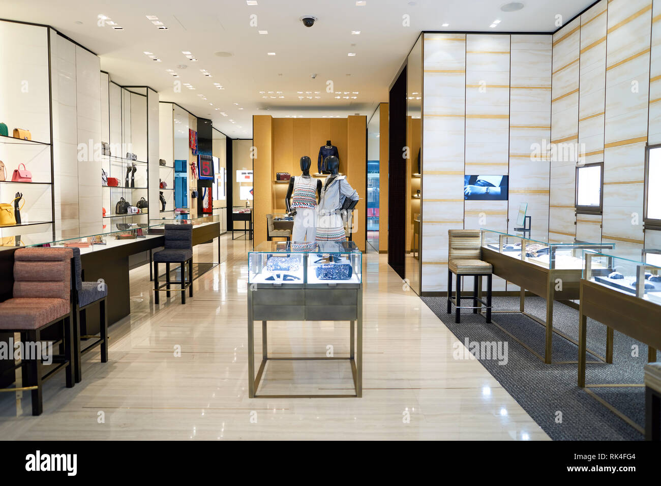 DUBAI, UAE - APRIL 08, 2016: inside Chanel store at Dubai International ...