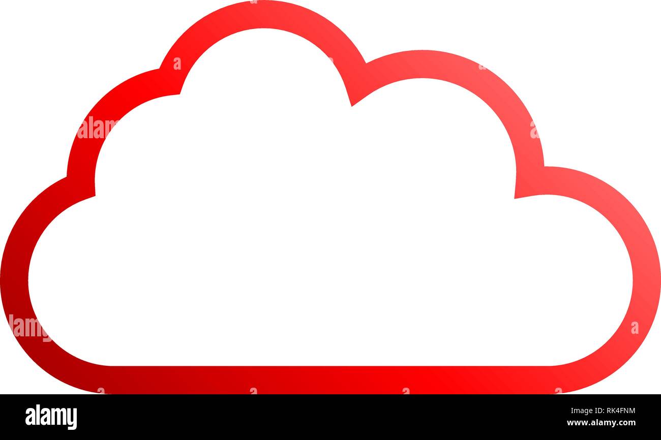 Cloud symbol icon - red gradient outline, isolated - vector ...