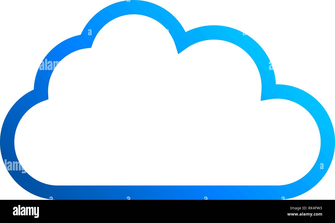 Cloud symbol icon - blue gradient outline, isolated - vector ...
