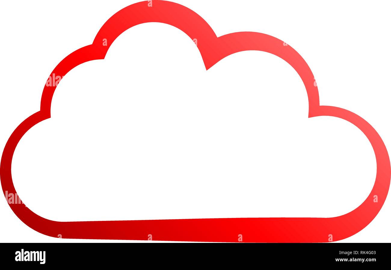 Cloud symbol icon - red gradient outline, isolated - vector ...