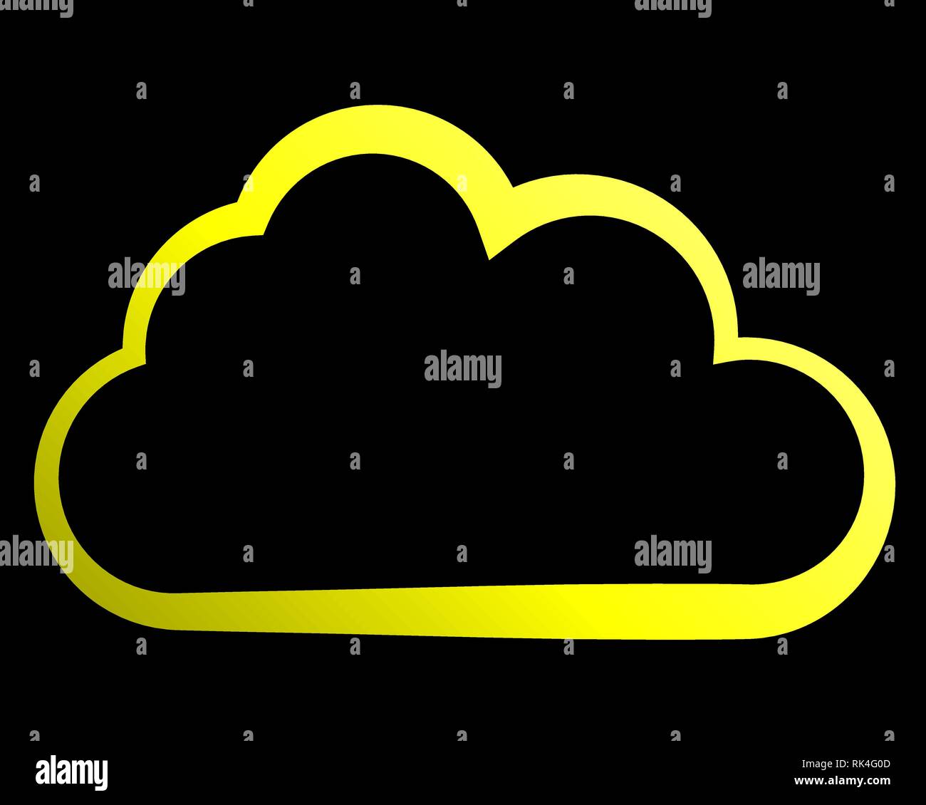 Cloud symbol icon - yellow gradient outline, isolated - vector ...