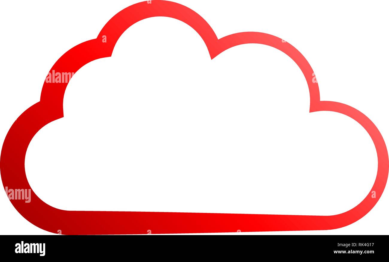 Cloud symbol icon - red gradient outline, isolated - vector ...
