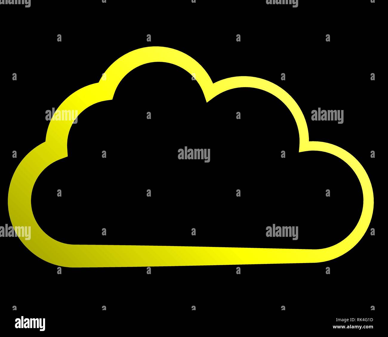 Cloud symbol icon - yellow gradient outline, isolated - vector ...