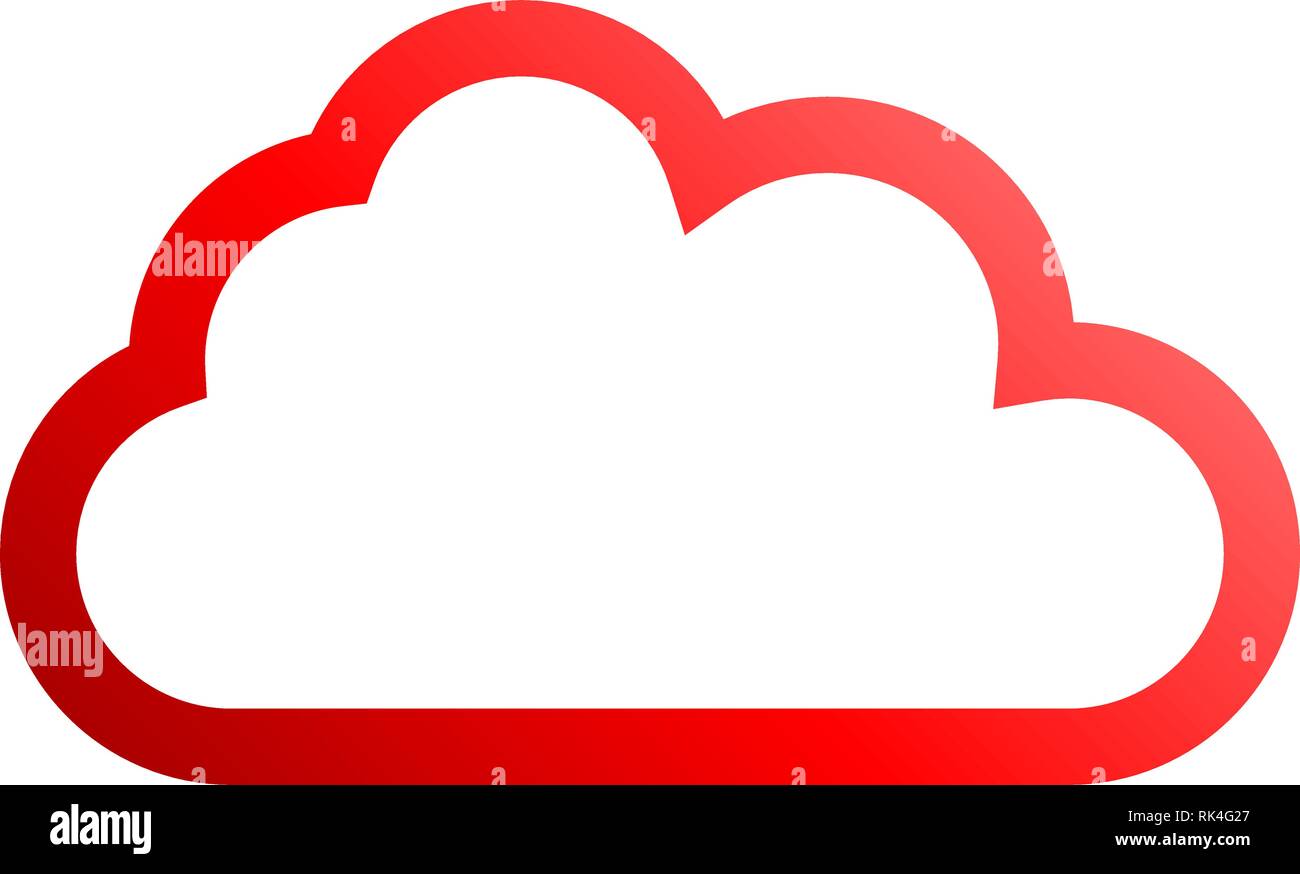 Cloud symbol icon - red gradient outline, isolated - vector ...