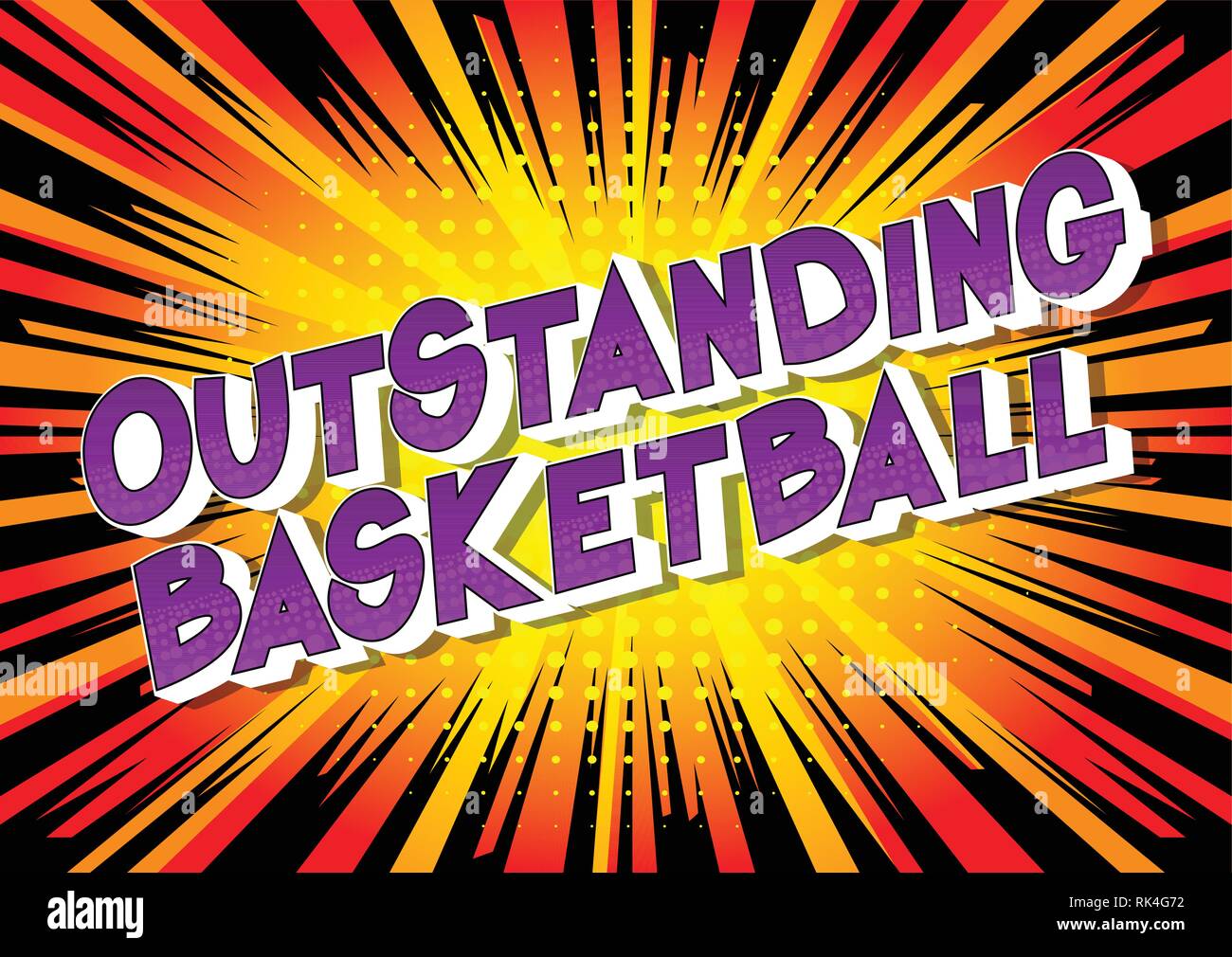 Outstanding Basketball - Vector illustrated comic book style phrase on ...