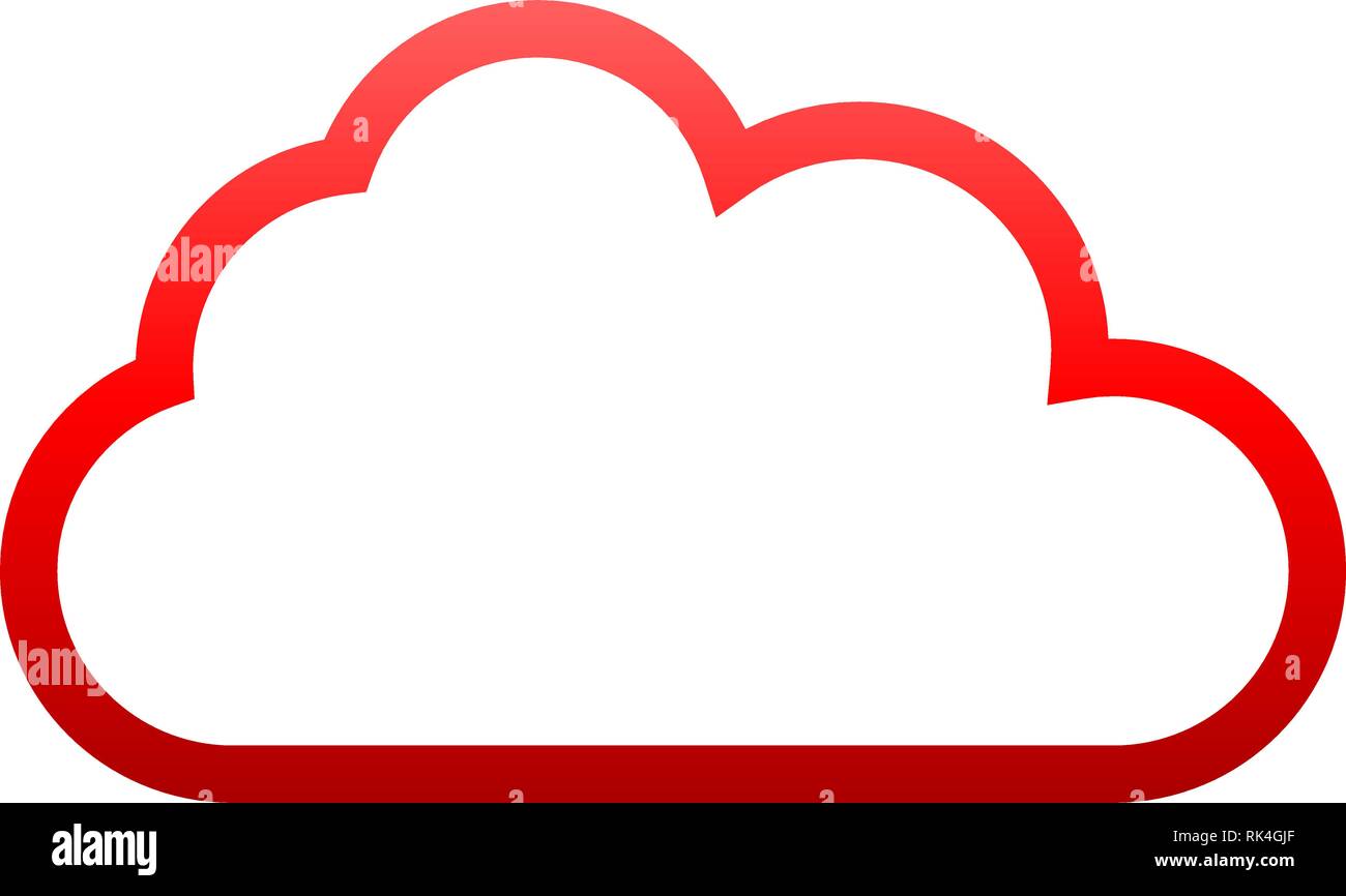 Cloud symbol icon - red gradient outline, isolated - vector ...