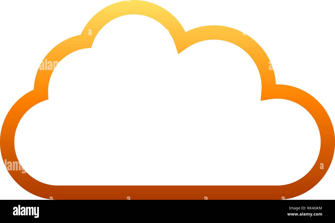 Cloud symbol icon - orange gradient outline, isolated - vector ...
