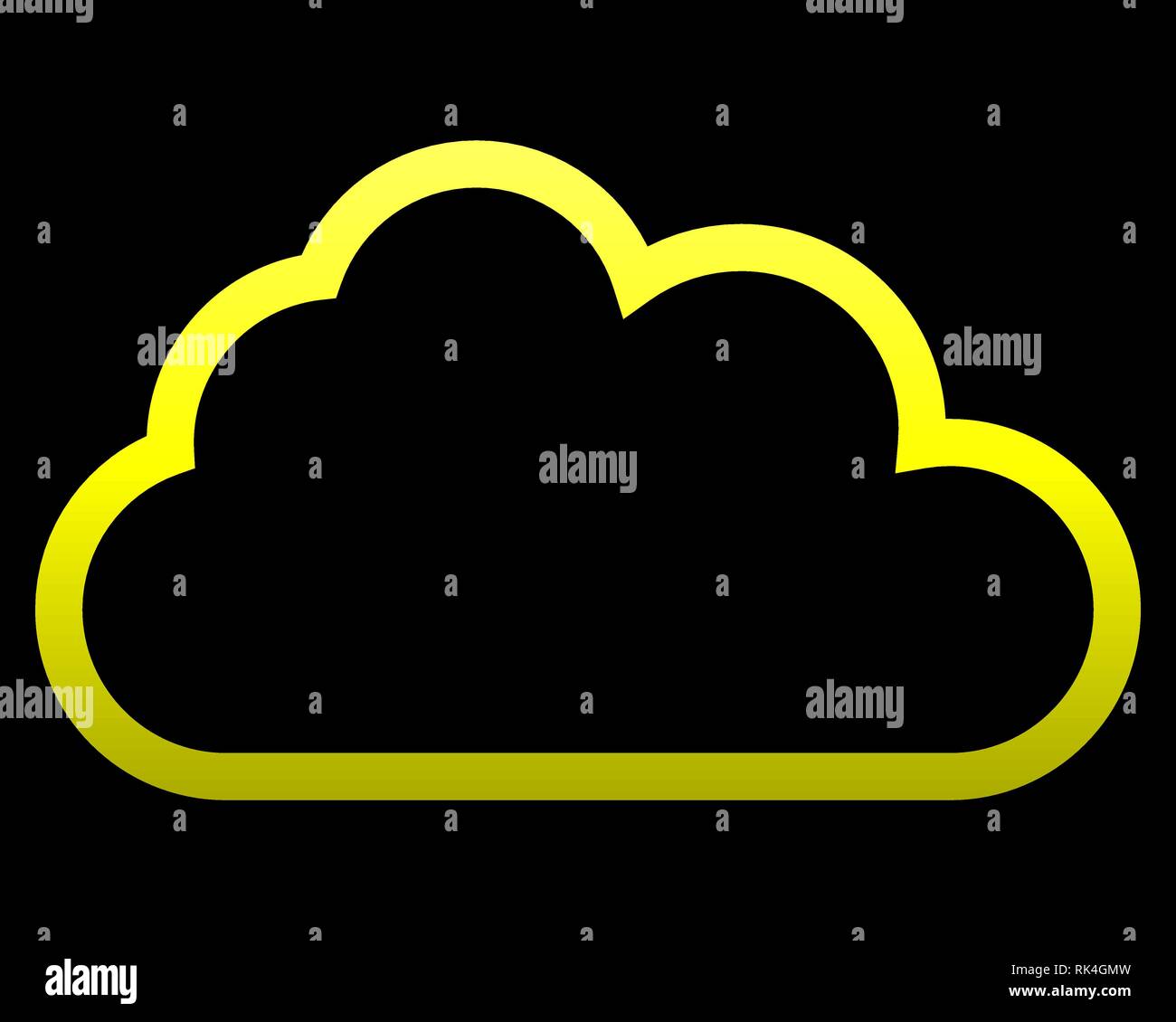 Cloud symbol icon - yellow gradient outline, isolated - vector ...