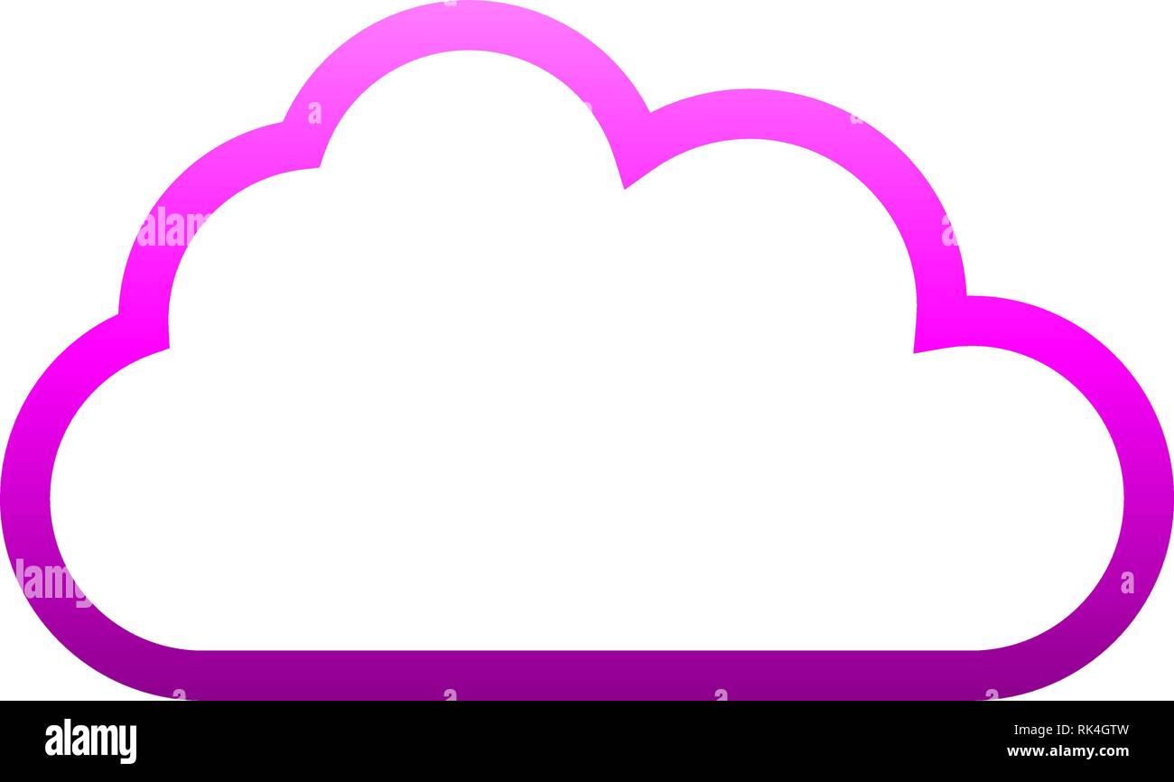 Cloud symbol icon - purple gradient outline, isolated - vector ...