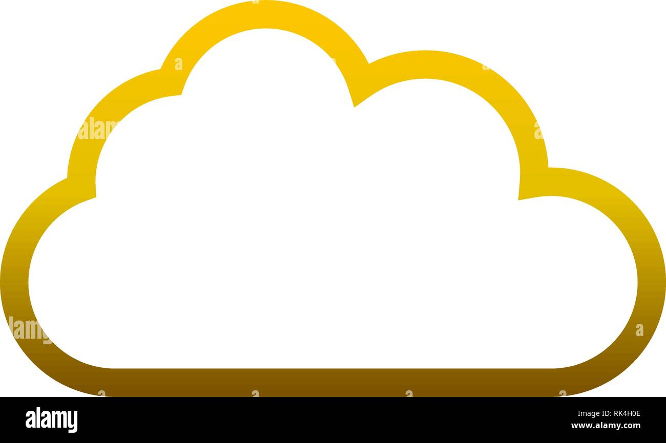 Cloud symbol icon - golden gradient outline, isolated - vector ...