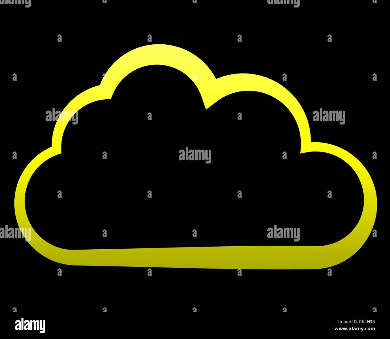 Cloud symbol icon - yellow gradient outline, isolated - vector ...