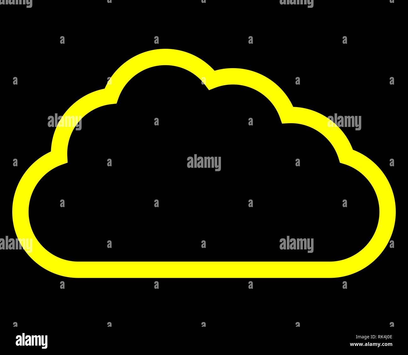 Cloud symbol icon - yellow simple outline, isolated - vector ...