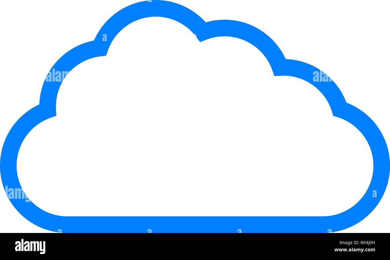 Cloud symbol icon - blue simple outline, isolated - vector illustration ...