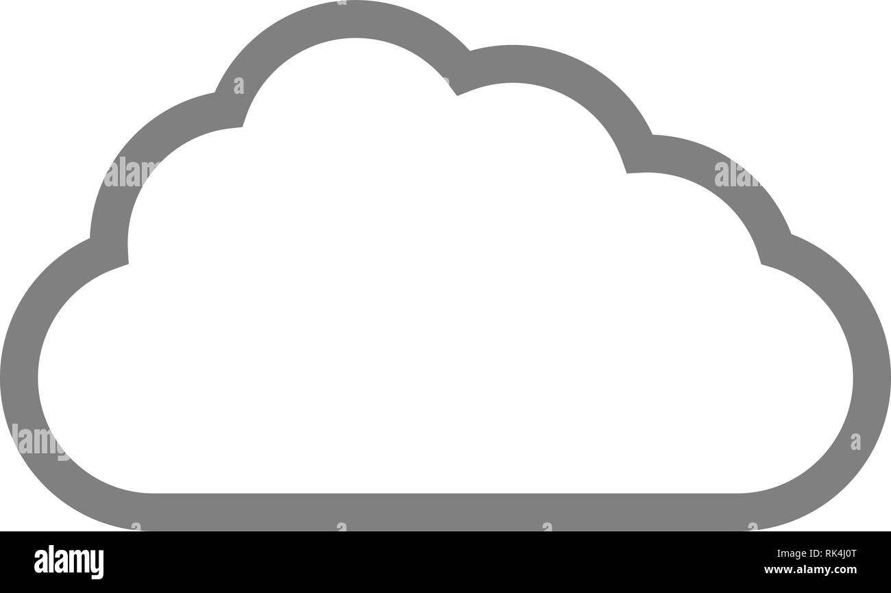 Cloud symbol icon - gray simple outline, isolated - vector illustration ...