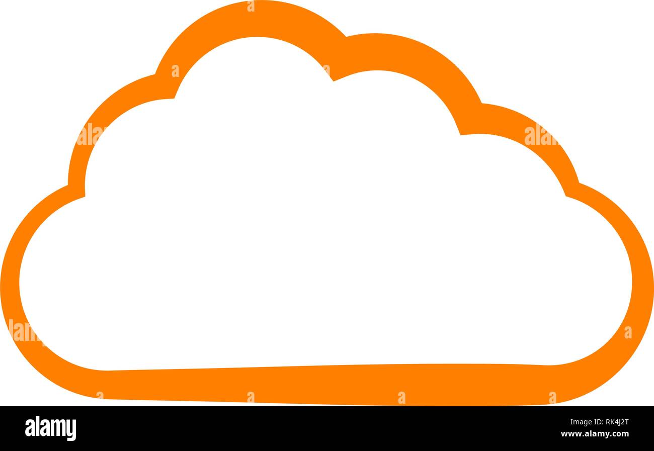 Cloud symbol icon - orange simple outline, isolated - vector ...