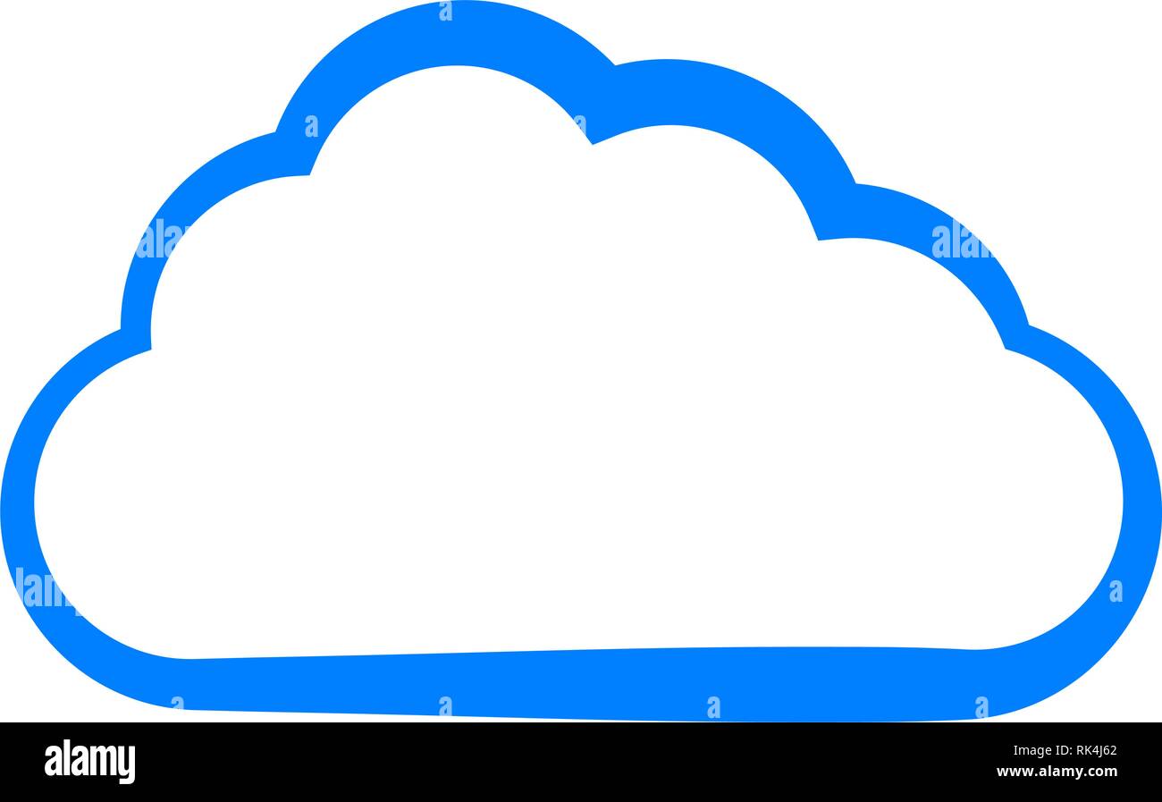 Cloud symbol icon - blue simple outline, isolated - vector illustration ...