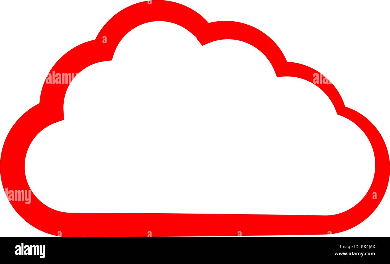 Cloud symbol icon - red simple outline, isolated - vector illustration ...