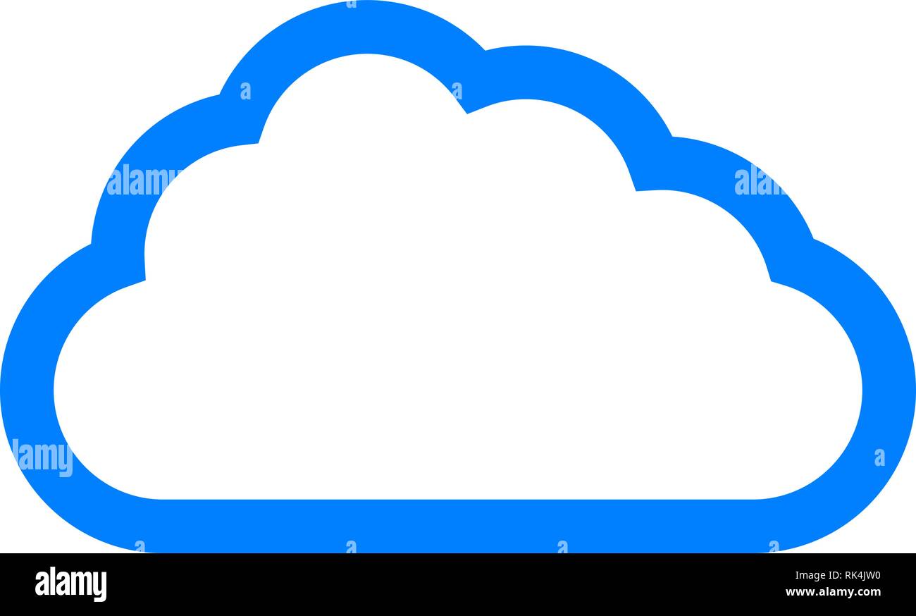 Cloud symbol icon - blue simple outline, isolated - vector illustration ...