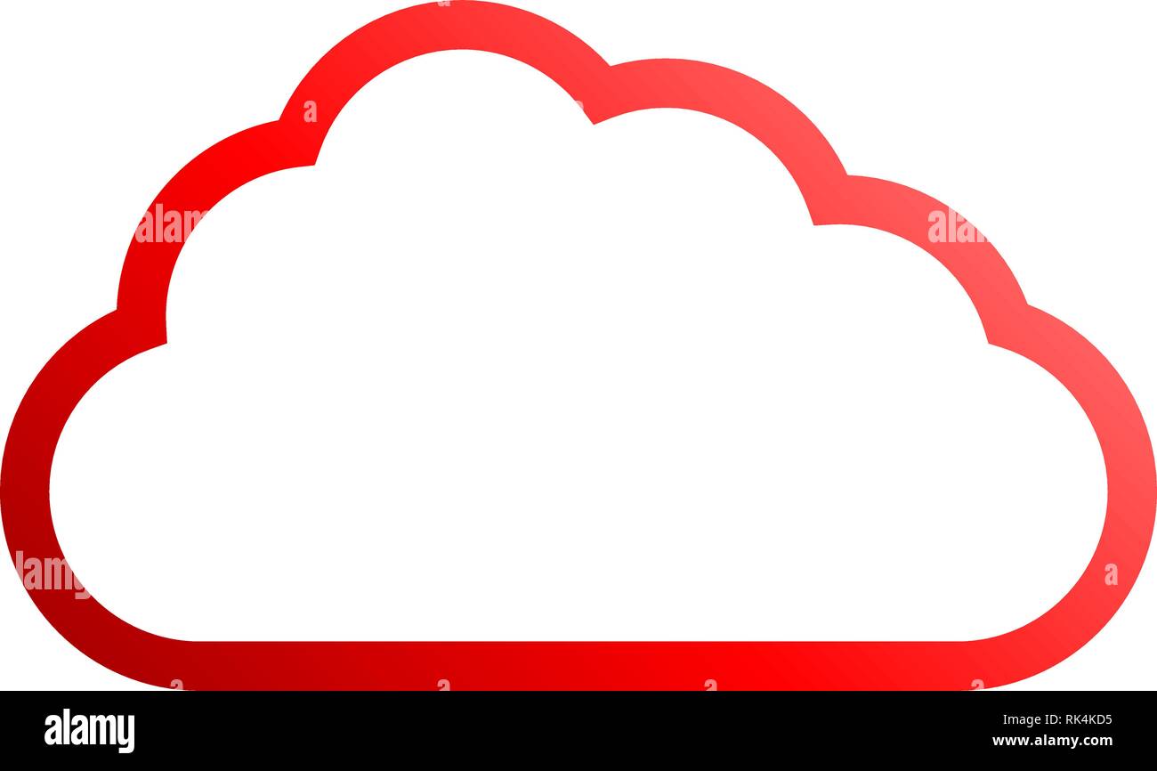 Cloud symbol icon - red gradient outline, isolated - vector ...