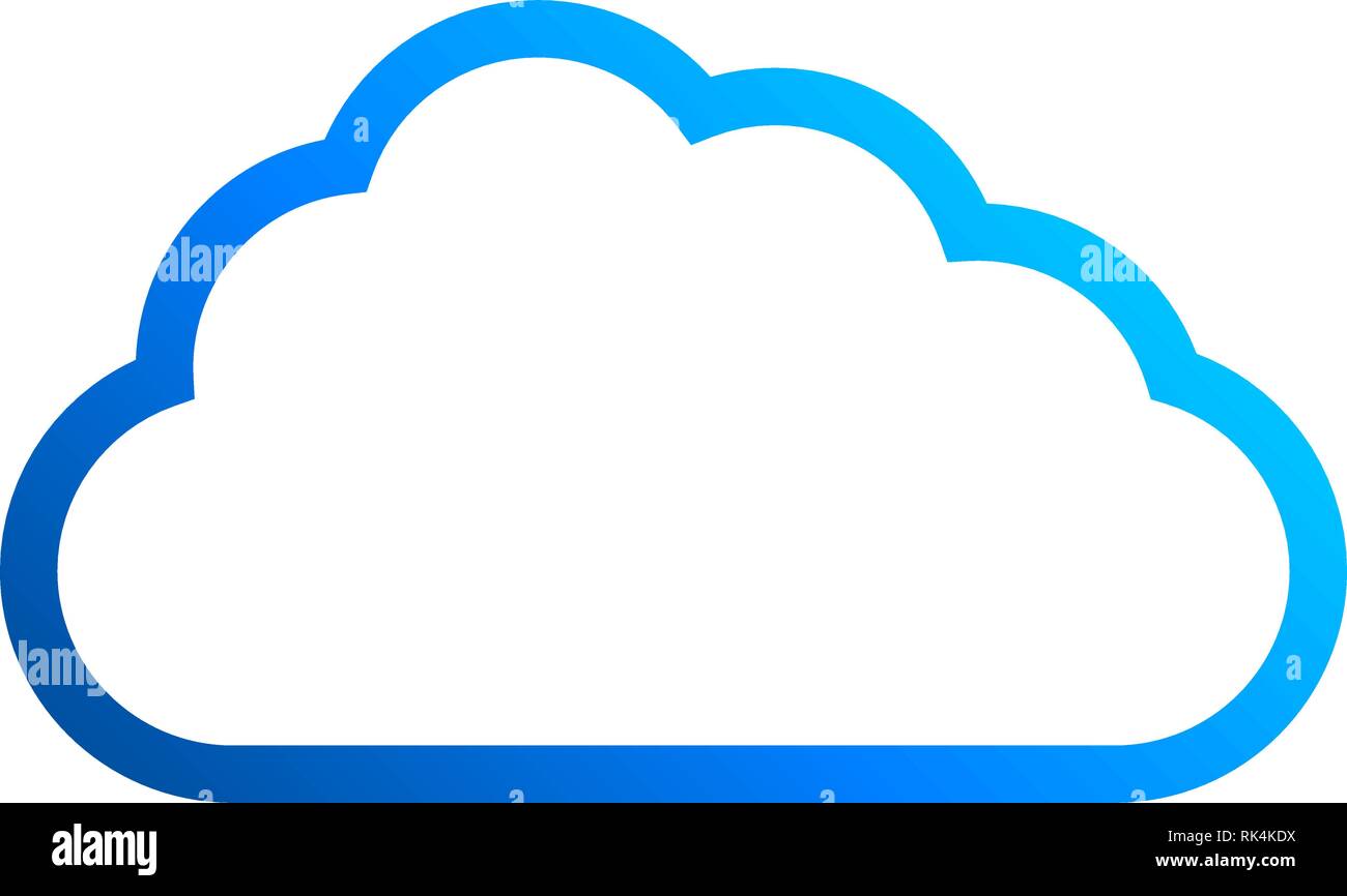 Cloud symbol icon - blue gradient outline, isolated - vector ...