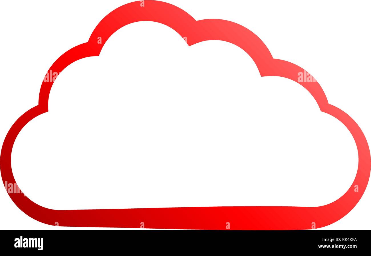 Cloud symbol icon - red gradient outline, isolated - vector ...