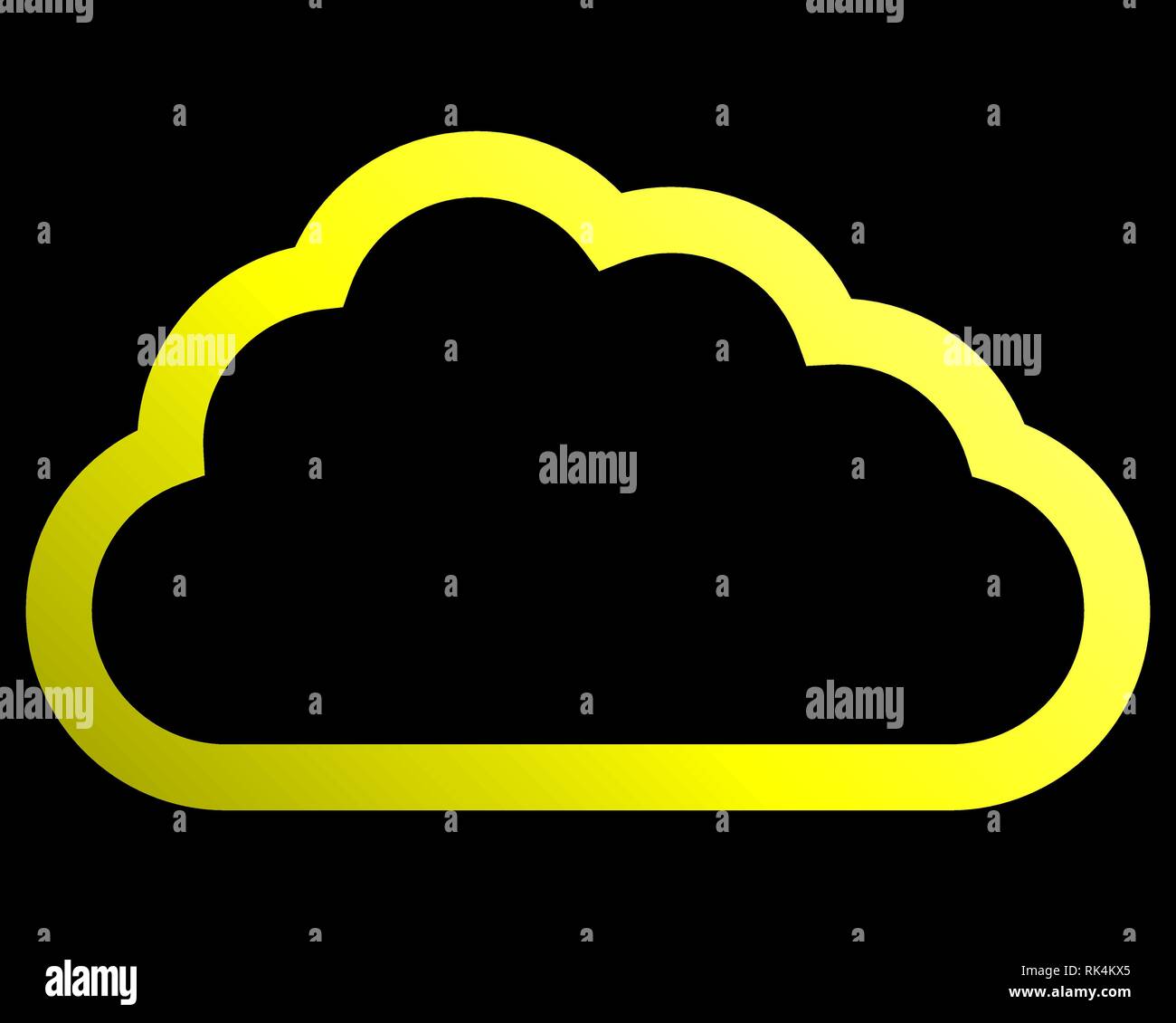 Cloud symbol icon - yellow gradient outline, isolated - vector ...