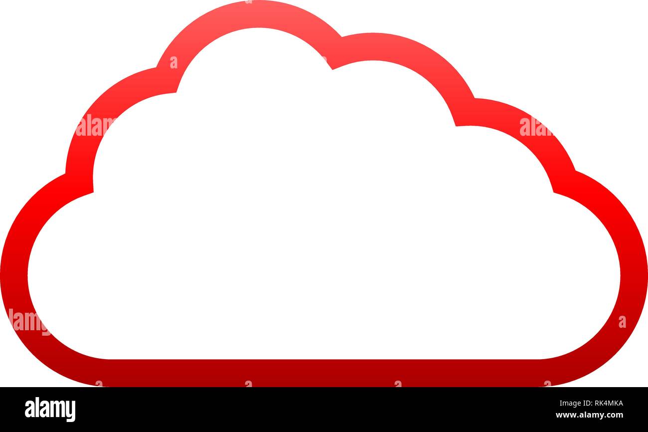 Cloud symbol icon - red gradient outline, isolated - vector ...