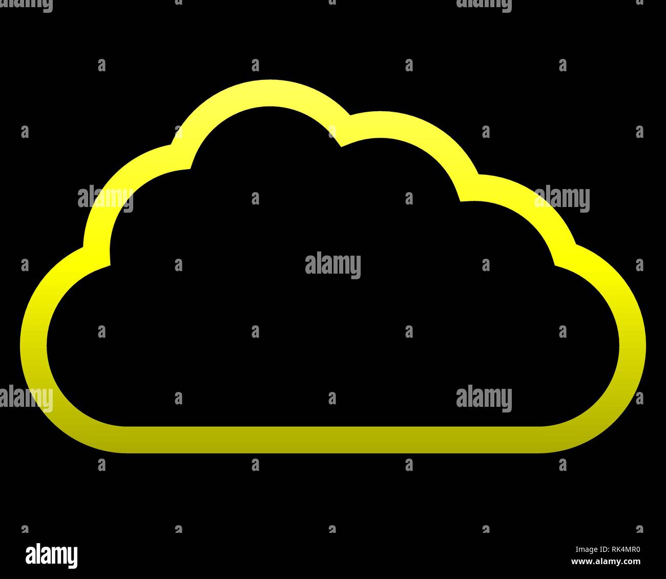 Cloud symbol icon - yellow gradient outline, isolated - vector ...