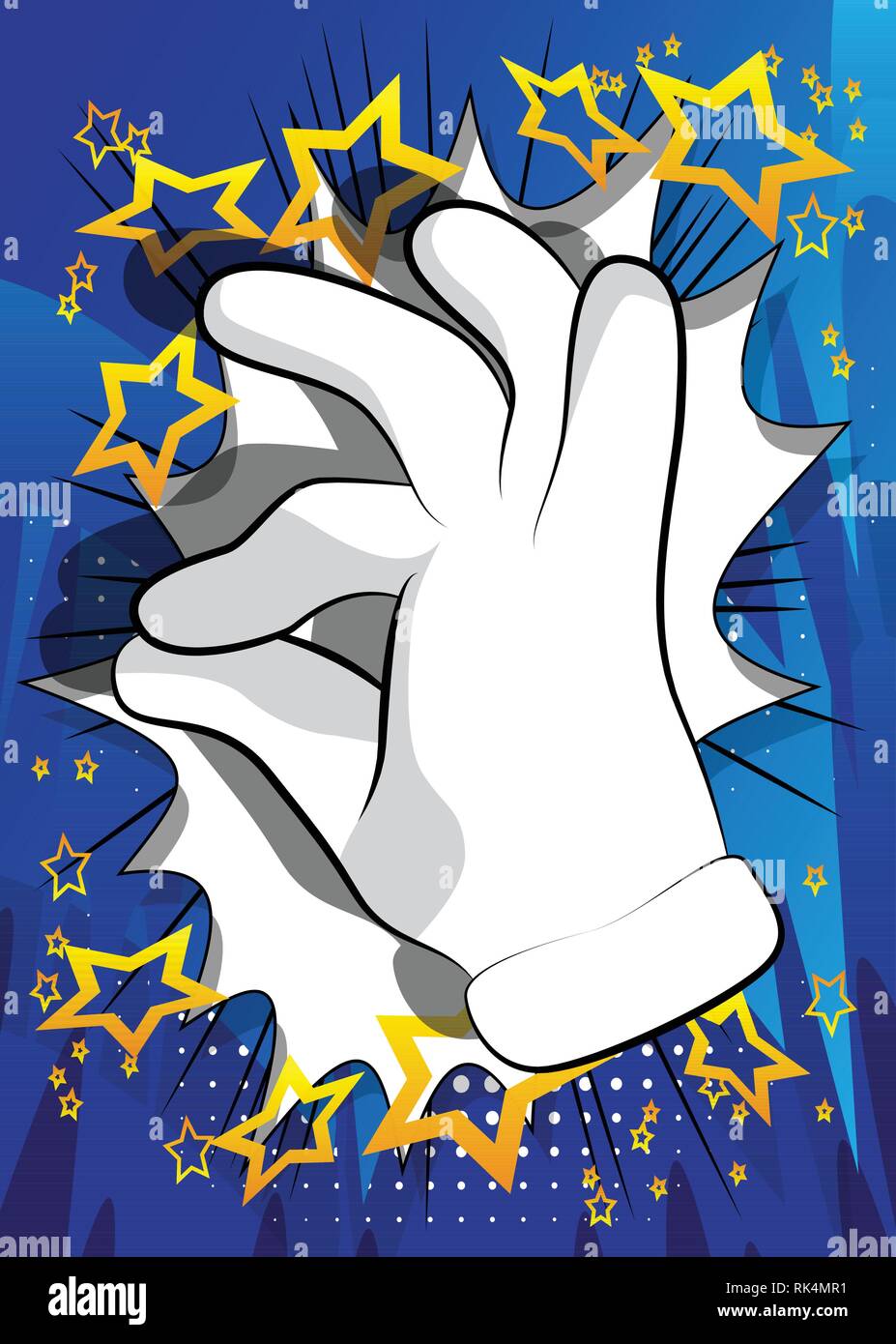 Vector cartoon hand showing ok sign. Illustrated hand sign on comic ...