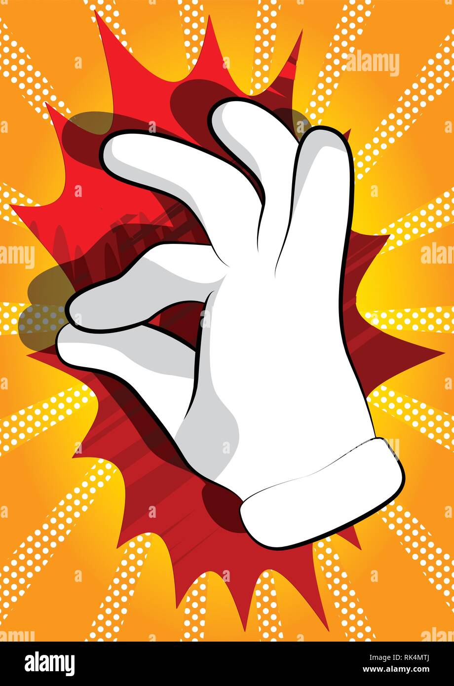 Vector cartoon hand showing ok sign. Illustrated hand sign on comic ...