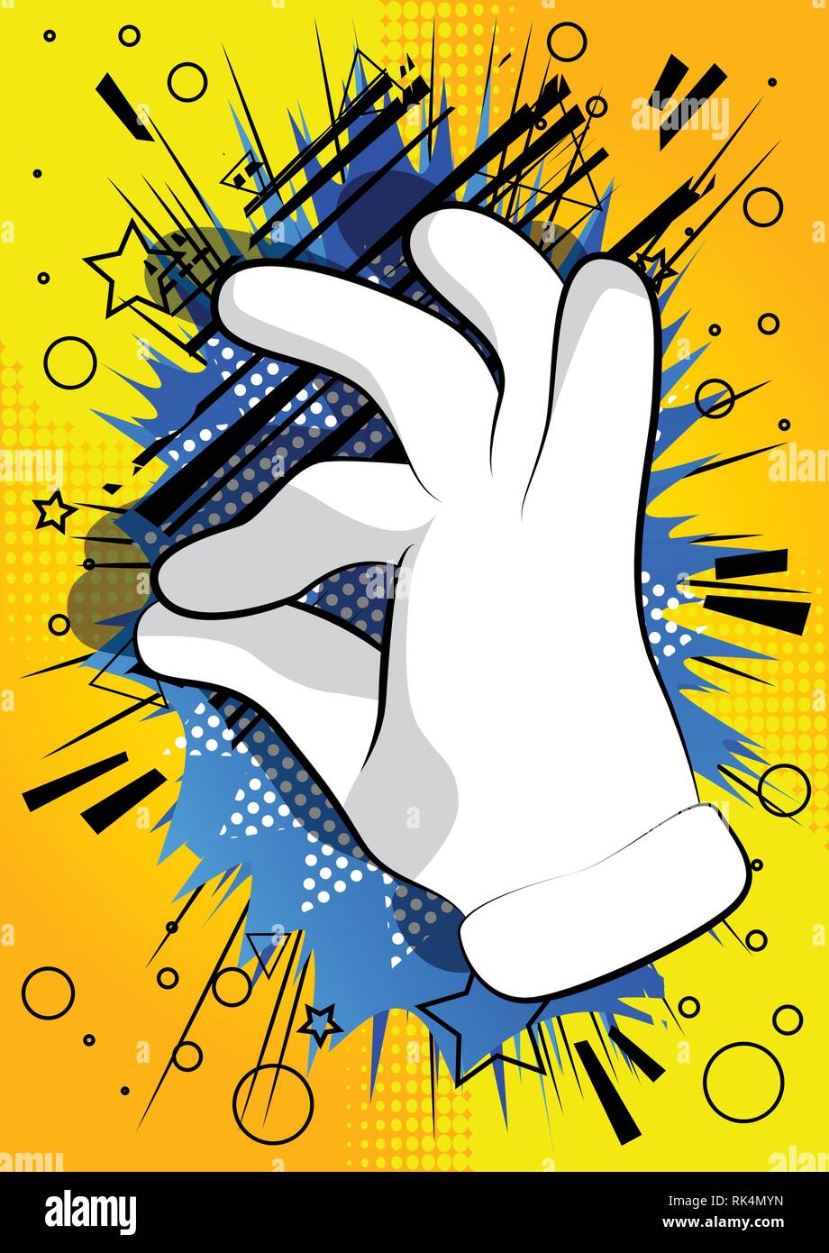 Vector cartoon hand showing ok sign. Illustrated hand sign on comic ...