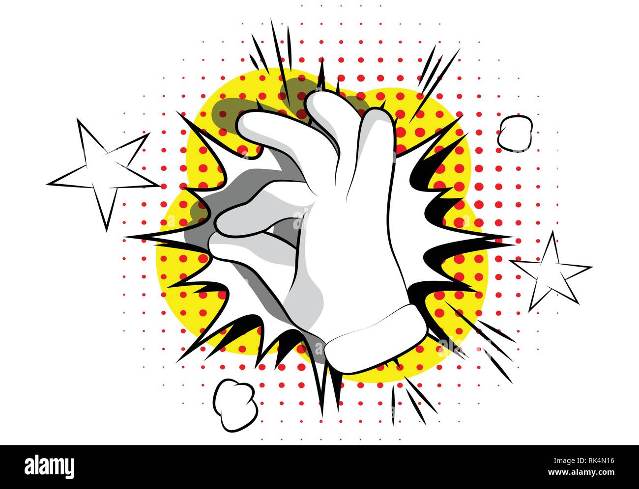 Vector cartoon hand showing ok sign. Illustrated hand sign on comic ...
