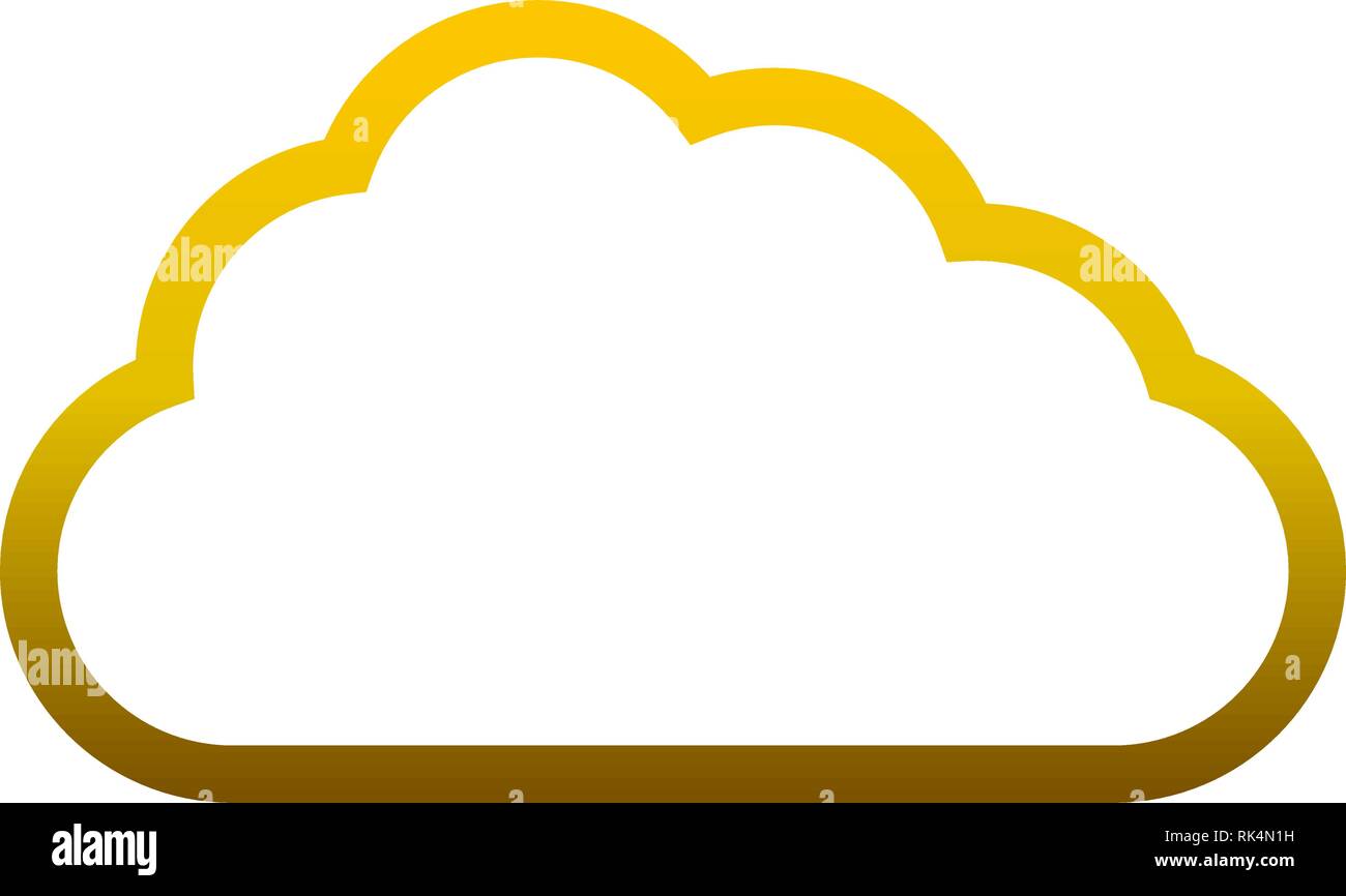 Cloud symbol icon - golden gradient outline, isolated - vector ...