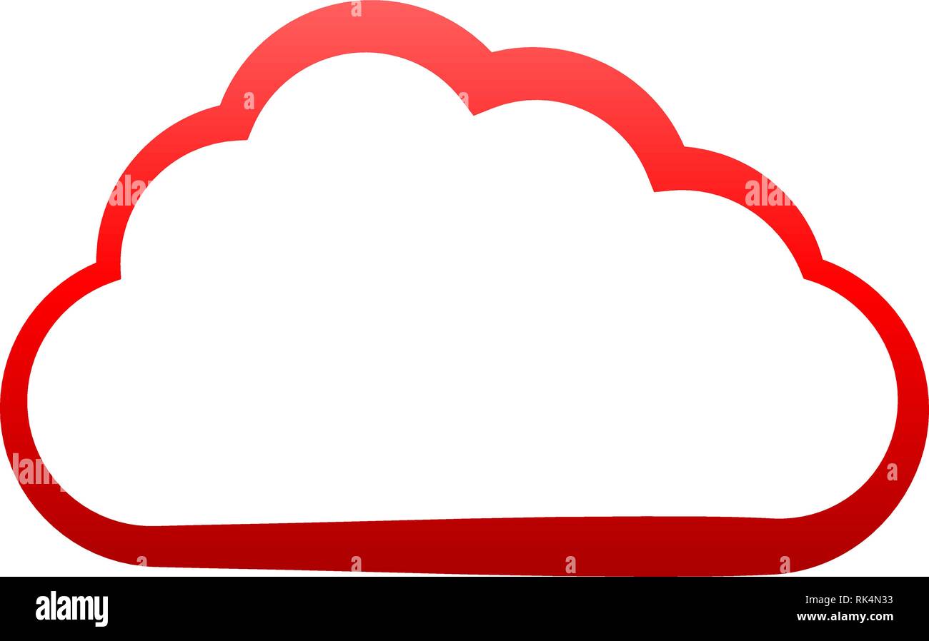 Cloud symbol icon - red gradient outline, isolated - vector ...