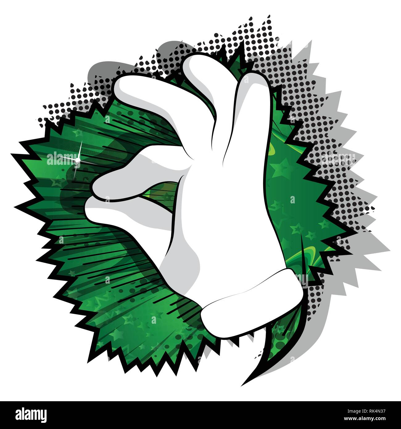 Vector cartoon hand showing ok sign. Illustrated hand sign on comic ...