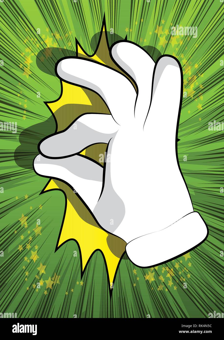 Vector cartoon hand showing ok sign. Illustrated hand sign on comic ...