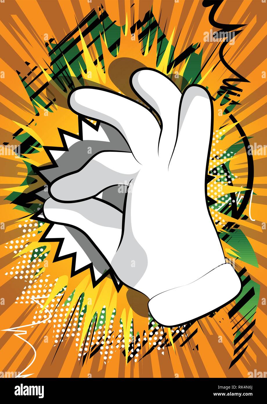 Vector cartoon hand showing ok sign. Illustrated hand sign on comic ...