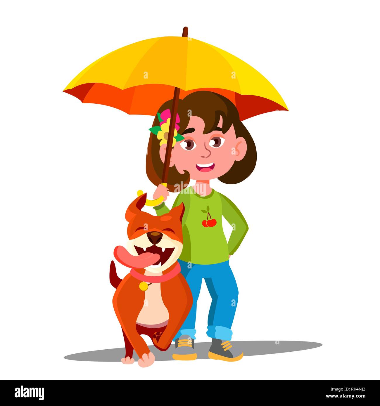 Cartoon girl playing in rain hi-res stock photography and images - Alamy