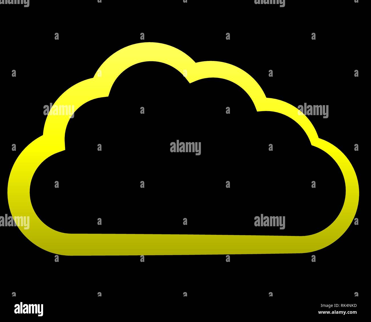 Cloud symbol icon - yellow gradient outline, isolated - vector ...