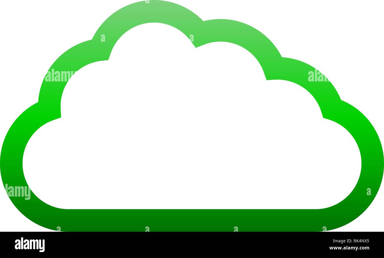 Cloud symbol icon - green gradient outline, isolated - vector ...