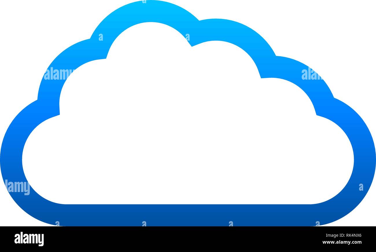 Cloud symbol icon - blue gradient outline, isolated - vector ...
