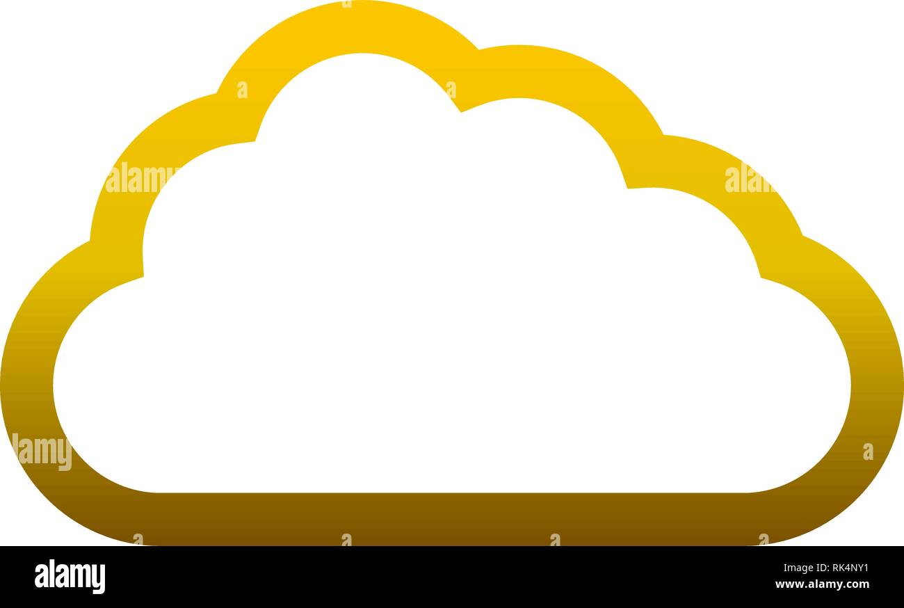Cloud symbol icon - golden gradient outline, isolated - vector ...