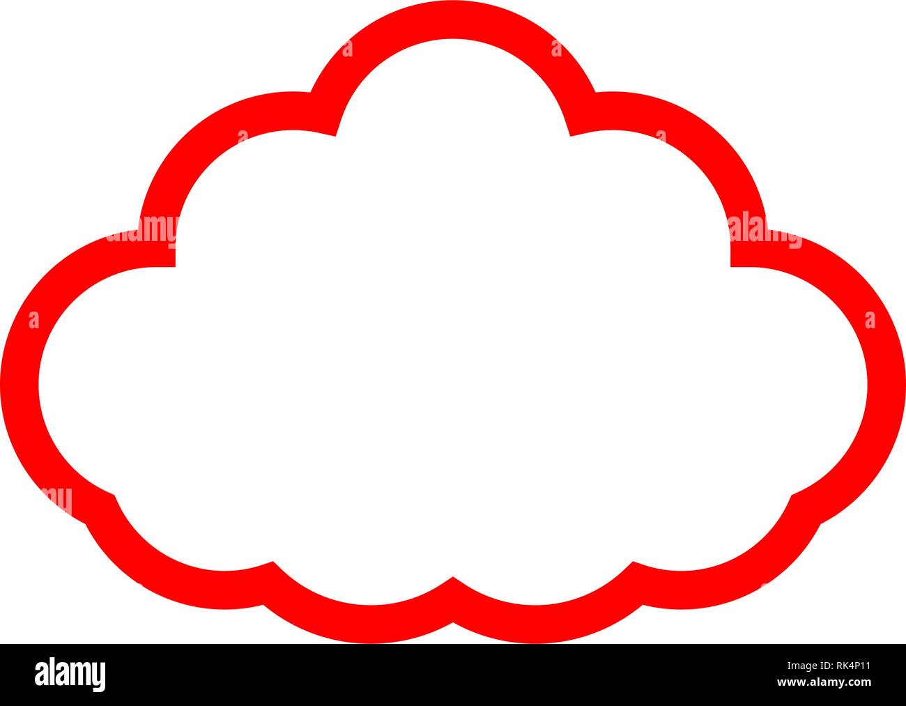 Cloud symbol icon - red simple outline, isolated - vector illustration ...