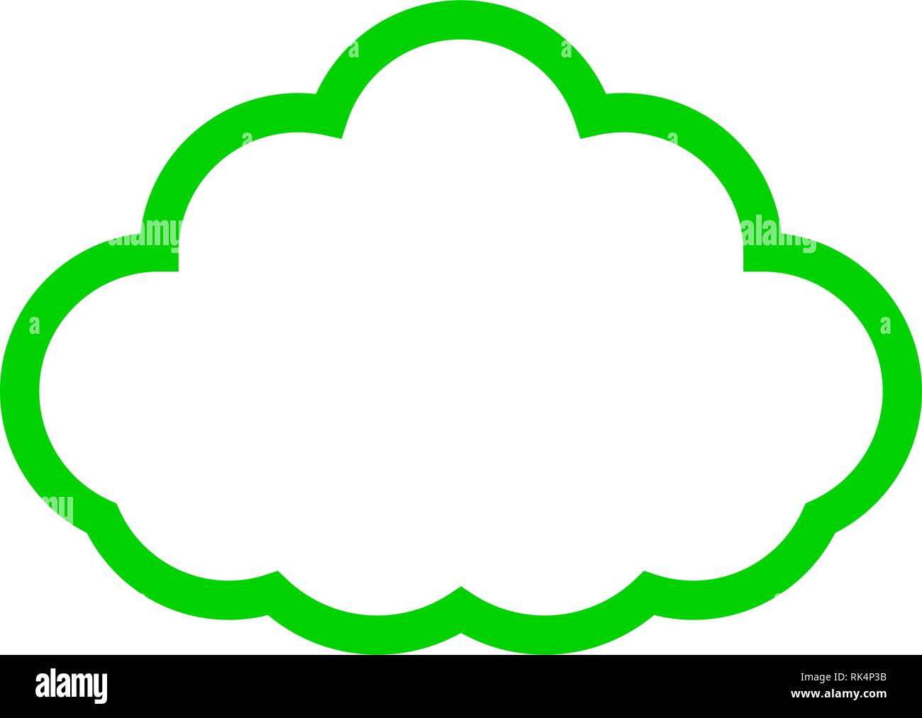 Cloud symbol icon - green simple outline, isolated - vector ...