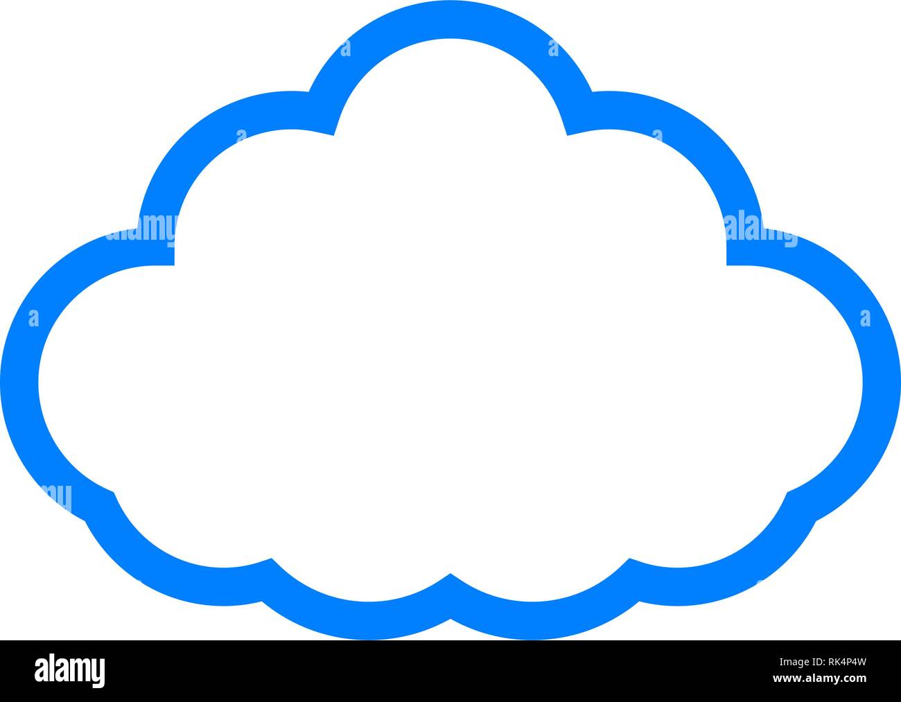 Cloud symbol icon - blue simple outline, isolated - vector illustration ...
