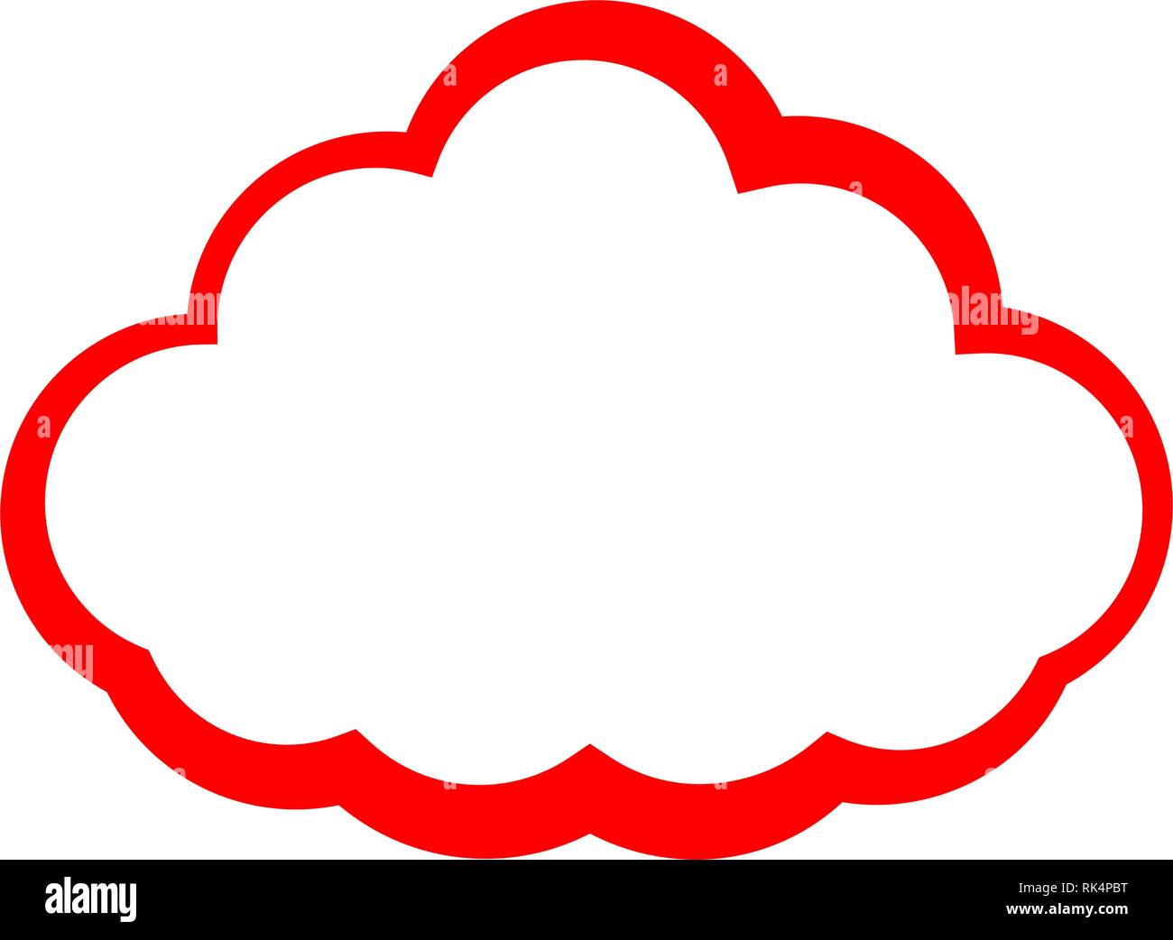 Cloud symbol icon - red simple outline, isolated - vector illustration ...