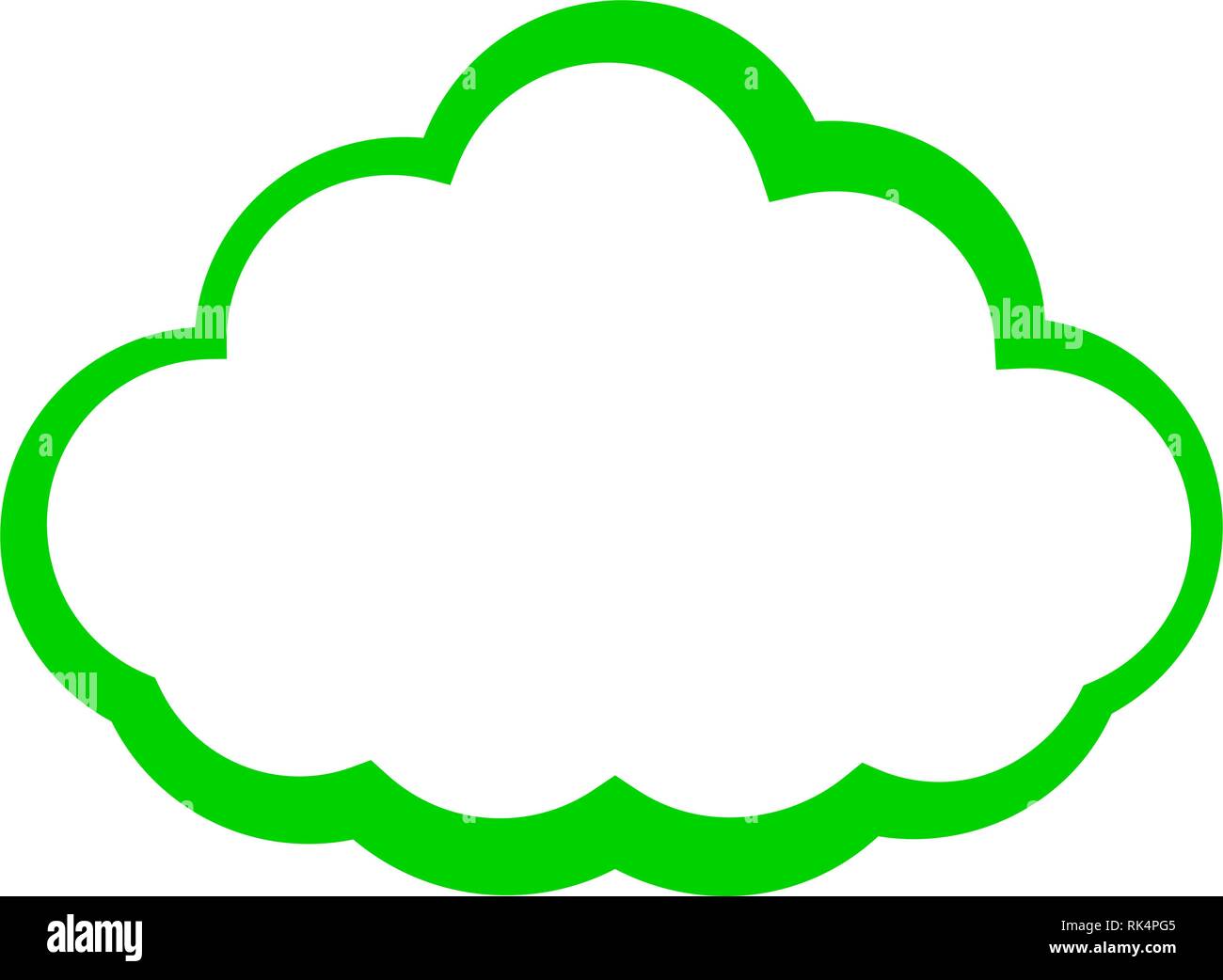 Cloud symbol icon - green simple outline, isolated - vector ...