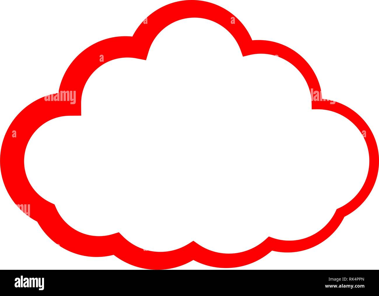 Cloud symbol icon - red simple outline, isolated - vector illustration ...