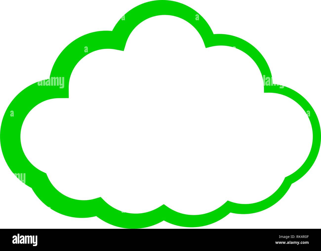 Cloud symbol icon - green simple outline, isolated - vector ...